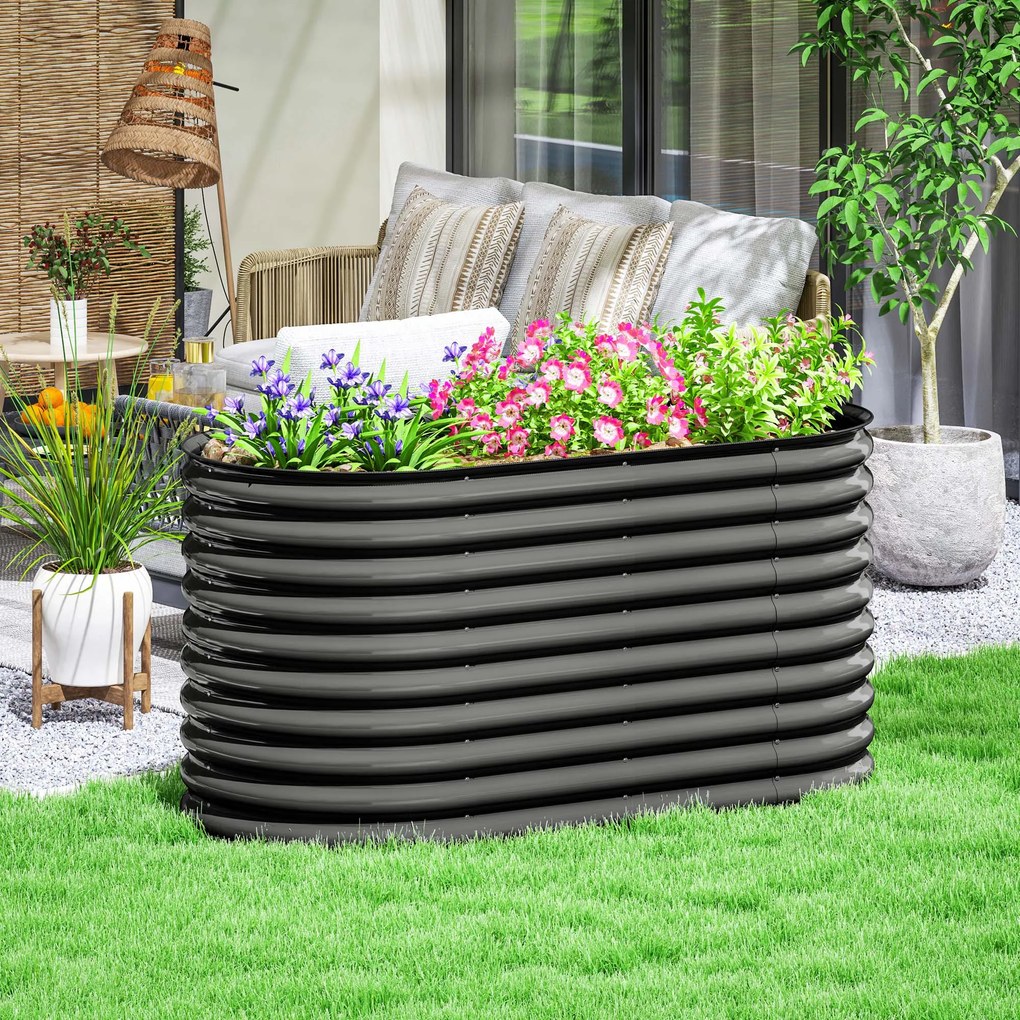 Outsunny vyvýšený záhon z oceli, záhon se studeným rámem zahradní záhon stohovatelný květinový truhlík zásuvný květináč 160x80x80cm zeleninový záhon …