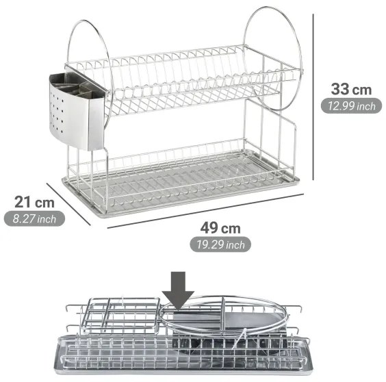 WENKO 2329100 - Odkapávač nádobí DUO 21x33 cm nerez/stříbrná