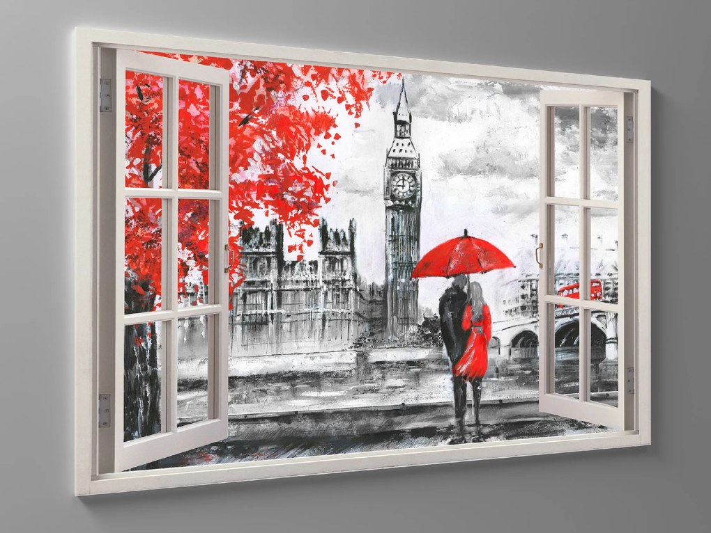 Liox Obraz okno romantický Londýn Rozměr: 120 x 80 cm
