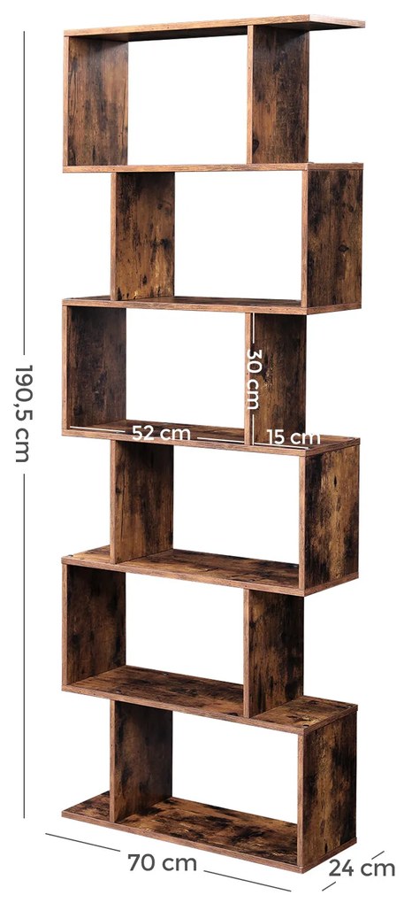 VASAGLE Knihovna Industry - 70x24x190,5 cm