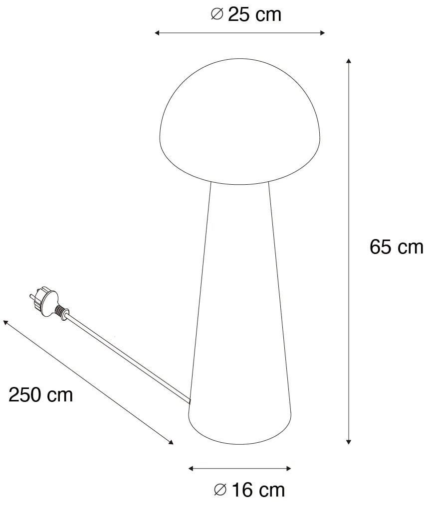 Venkovní stojací lampa černá 65 cm - Mushroom