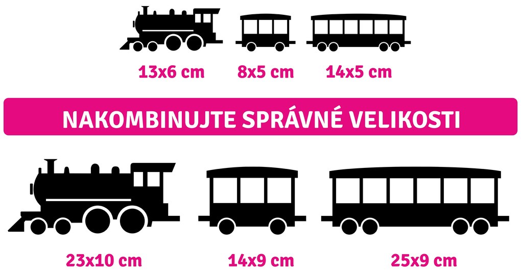 WALLVINIL Samolepky na zeď - Vláček Barva: Černá, Velikost: VAGON 8x5 cm, Pravá / Levá: Levá (dekorace směřuje/dívá se doleva)