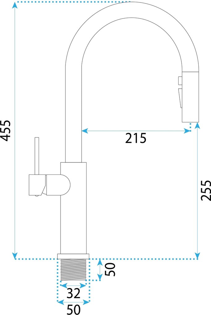 Rea Master, vysoká kuchyňská baterie s výsuvným výtokem, měděná matná, REA-B7203