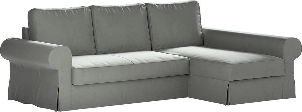 Potah na pohovku IKEA Backabro rozkládací se šezlongem barva šedá látka lesklé, sametová