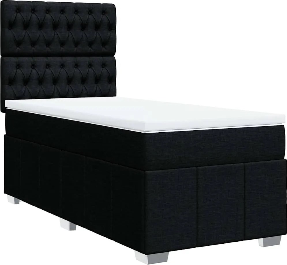 Box spring postel s matrací černá 90x200 cm textil 3293860