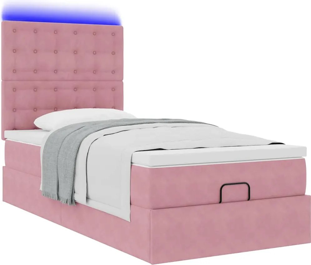Osmanský rám postele s matracemi růžová 80x200cm samet 3314431