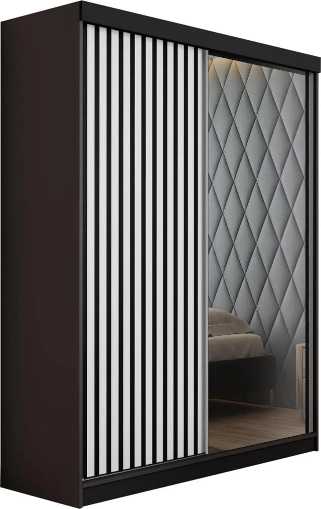 Posuvná skříň MALANI 138 - grafitový + bílý 138x205x59 cm