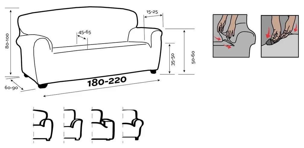 Forbyt Napínací potah na sedačku ESTIVELLA tmavě šedá, 180 - 220 cm