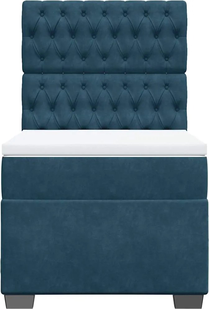 Box spring postel s matrací modrá 100 x 200 cm samet 3290844