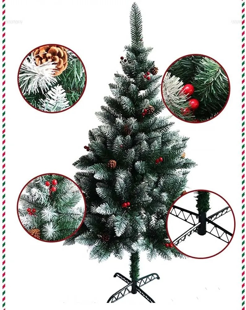Umělý vánoční stromek, jedle se šiškami a bobulemi, 180cm