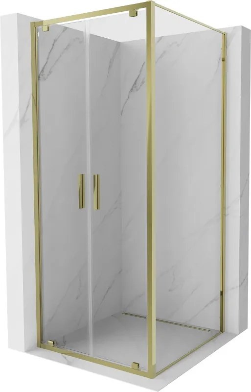Mexen Exo, výklopná sprchová kabina, dveře 120 cm + boční stěna 120 cm, transparentní sklo, zlatá, 8182-120-120-50-00