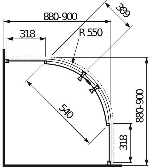 Jika Lyra Plus Sprchový kout 90 x 90 cm, čtvrtkruh H2533820006681