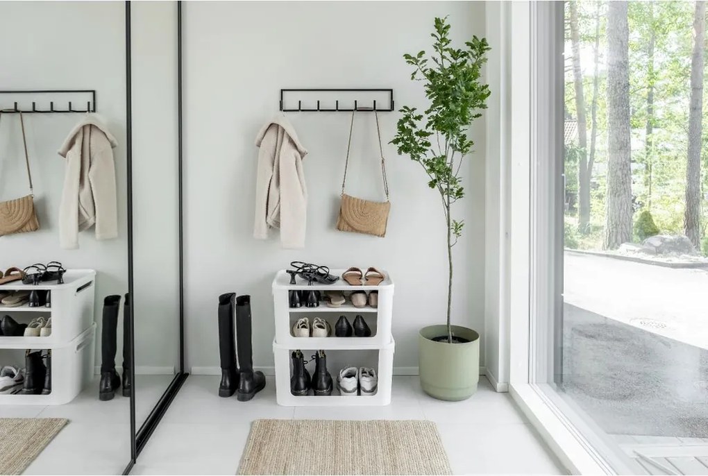 SMARTSTORE Úložný box s otevřenou přední hranou, MODULE, s víkem, bílý - 59,5 × 39,5 × 30 cm