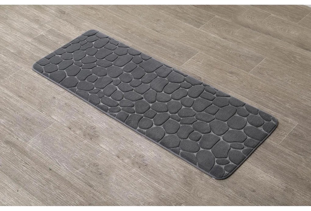 Předložka do koupelny Stones, 45x120 cm, grafitová