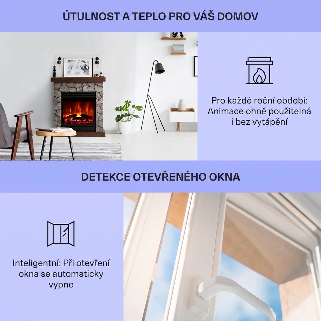 Klarstein Lienz, elektrický krb, 1800 W, vzhled kamene, dálkové ovládání, hnědý