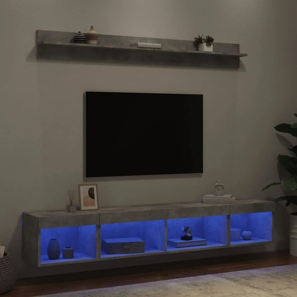 5dílná obývací stěna s LED betonově šedá kompozitní dřevo 3216685