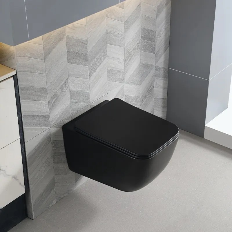 BPS-koupelny Závěsná WC mísa se SoftClose sedátkem HYD-6837, černá mat