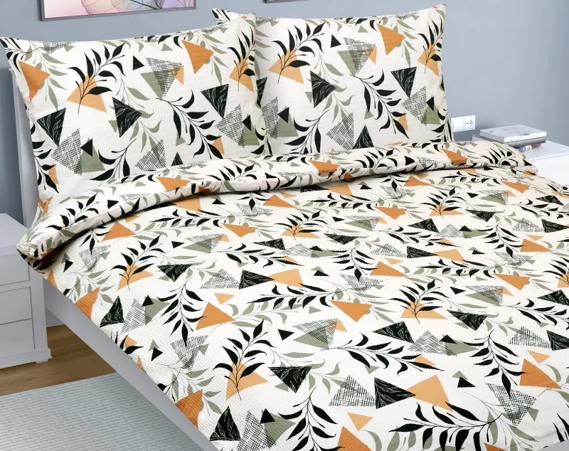 Bellatex Krepové povlečení na dvoudeku Béžová,Oranžová 240x220 cm, 2ks 70x90 cm