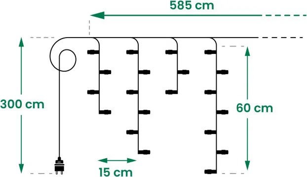 Venkovní LED světýlka s rampouchy 200 LED teplá bílá