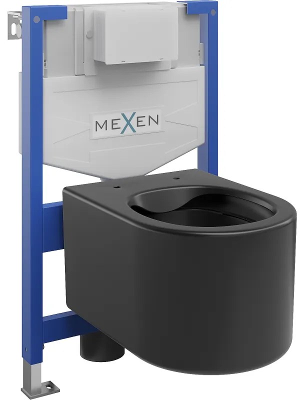 Mexen WC podomítkový set Felix XS-F stojan s WC mísou Sofia, Matná černá - 6803354XX85