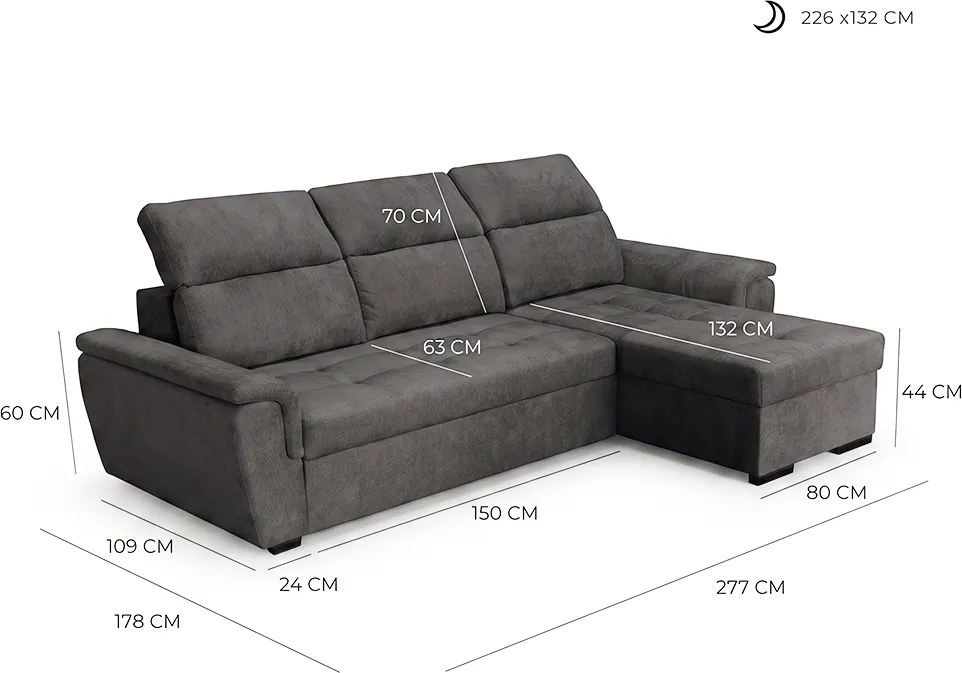 Sedací souprava ELIOT NEW | 277x178 cm | rozkládací s úložným prostorem | VÝBĚR TKANIN