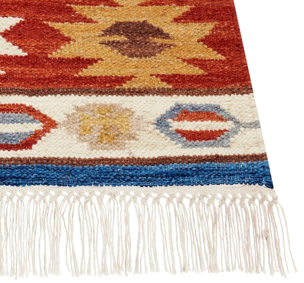 Vlněný kelimový koberec 160 x 230 cm vícebarevný JRARAT Beliani