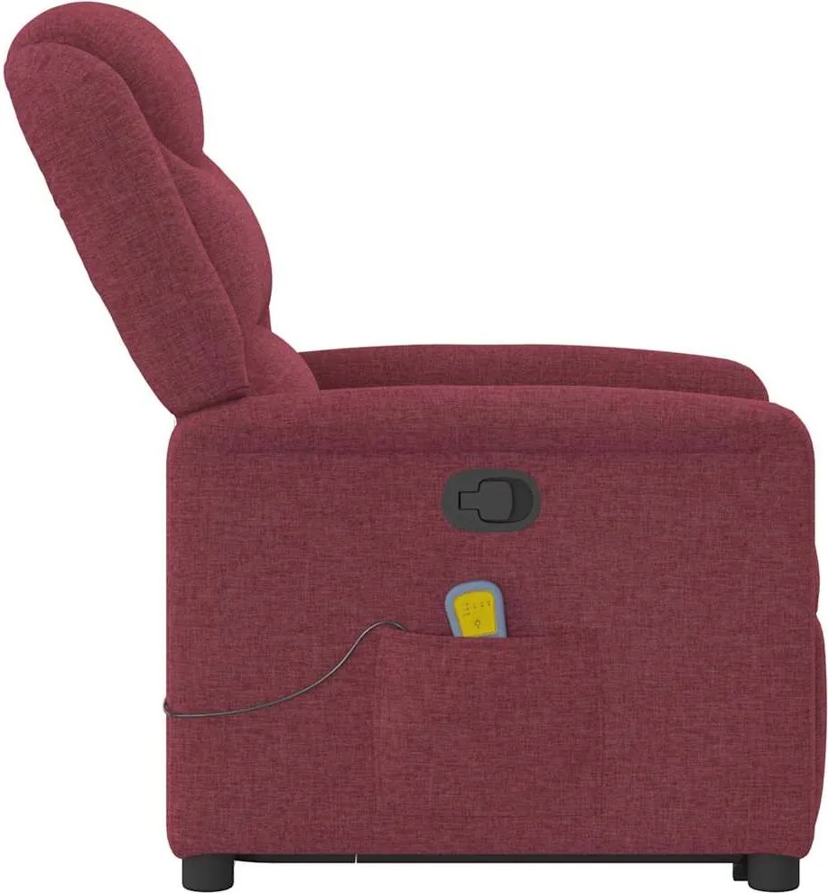 Zvedací masážní polohovací křeslo vínové textil 3303207