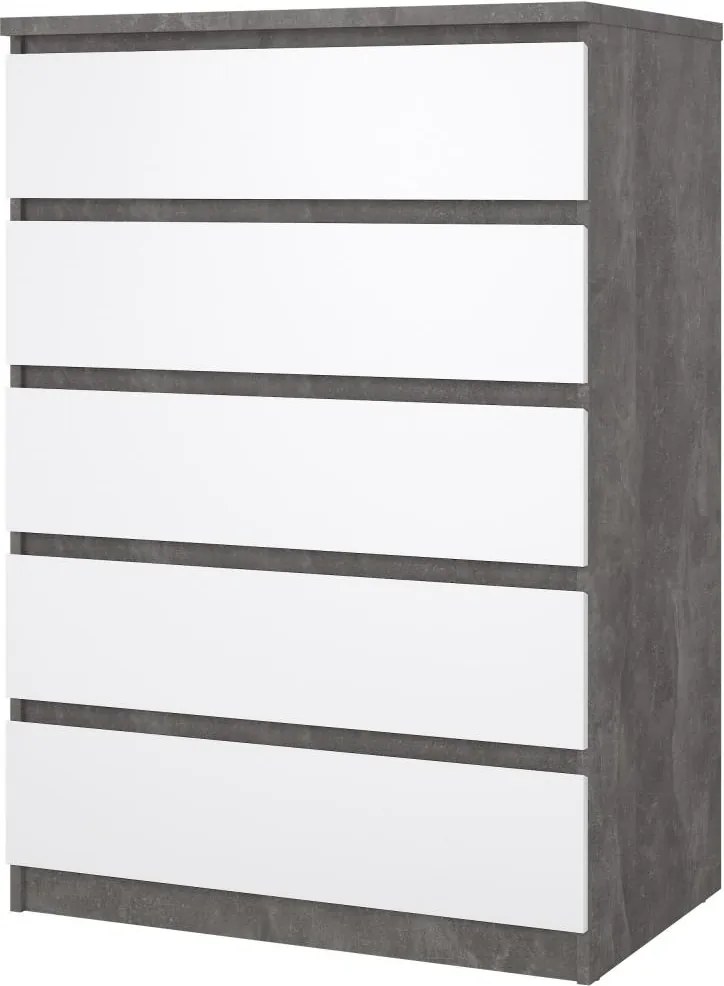 FALCO Komoda Simplicity 231 beton/bílý lesk