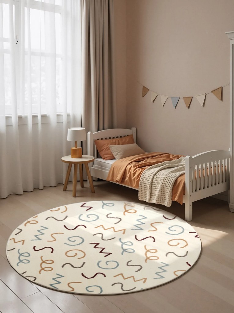 Hanse Home, Dětský koberec Adventures 106422 Cream Multicolor kruh, 160x160 (průměr) kruh, vícebarevná, dětský pokoj