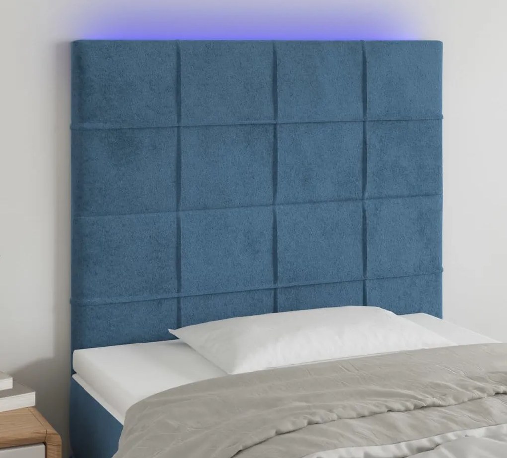 vidaXL Čelo postele s LED 80x5x118/128 cm samet [3122459] Barva: Černá
