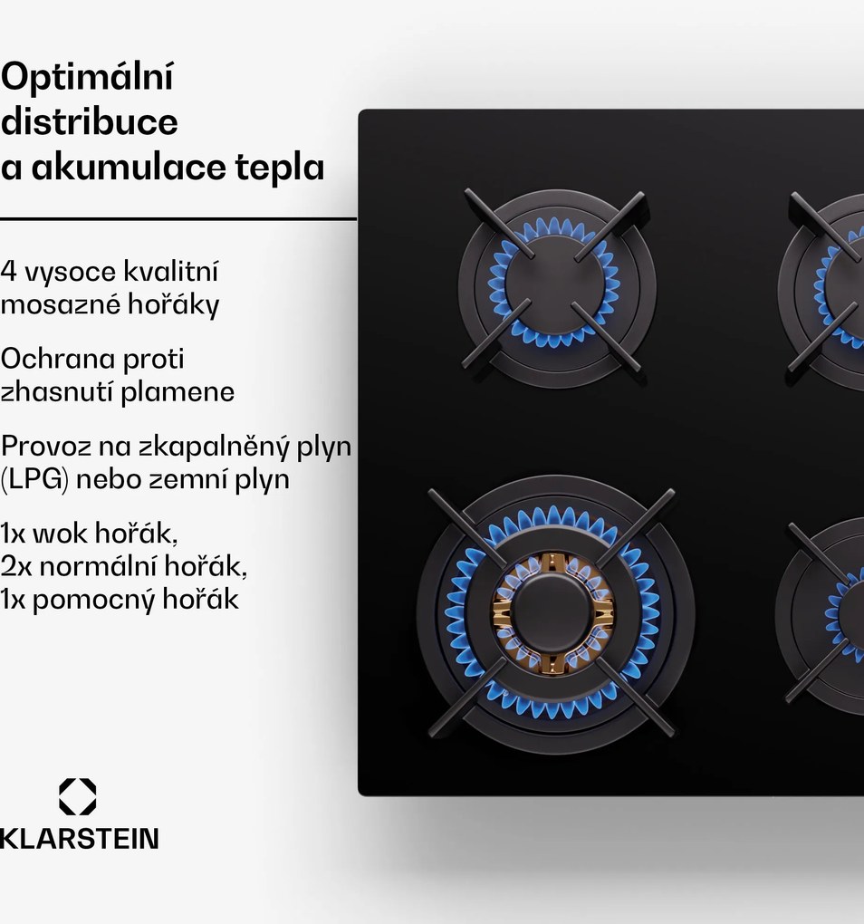 Klarstein Goldflame 4, plynová varná deska, 4 hořáky