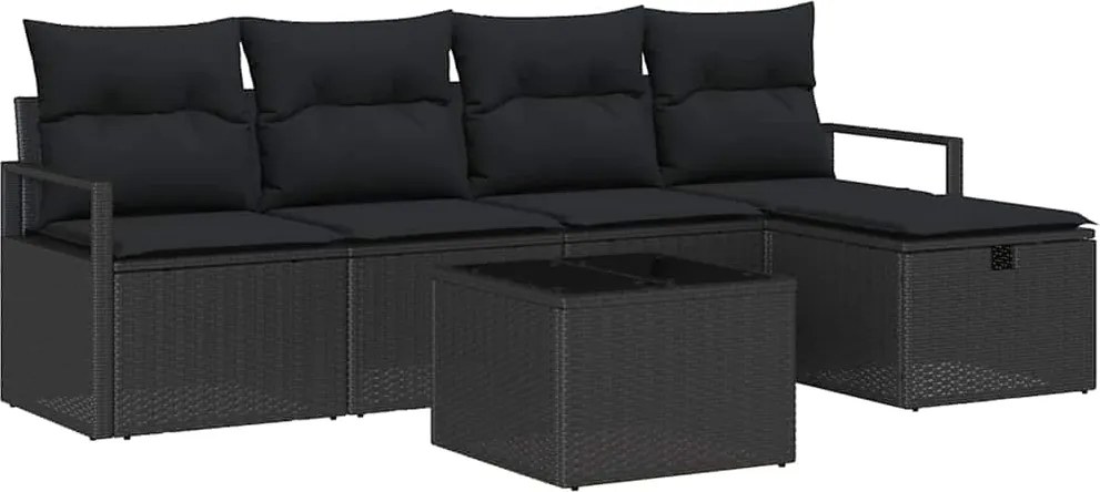 Set pohovek 6 ks 5-Počet míst Černá polyratan 3359172
