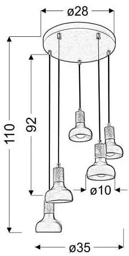 Lustr na lanku PUERTO 5xE14/40W/230V