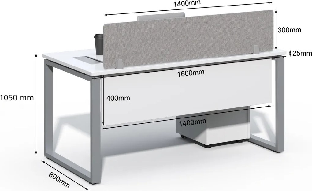 Kancelářský stůl s kontejnerem Houseland Prime Max 01 160 cm bílý