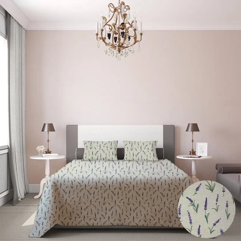 Ervi Gobelínový přehoz na postel jednolůžko/dvoulůžko - Levandulová elegance