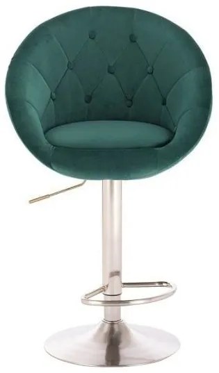 LuxuryForm DESIGN Barová židle VERA VELUR na stříbrné kulaté podstavě - zelená