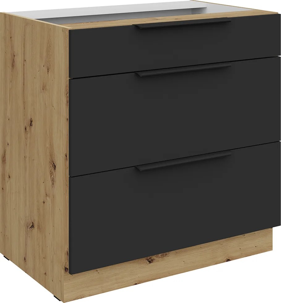 ARIA ac | dolní skříňka 80 D 3S zásuvková | 80 cm | PREMIUM BOX | artisan/černá