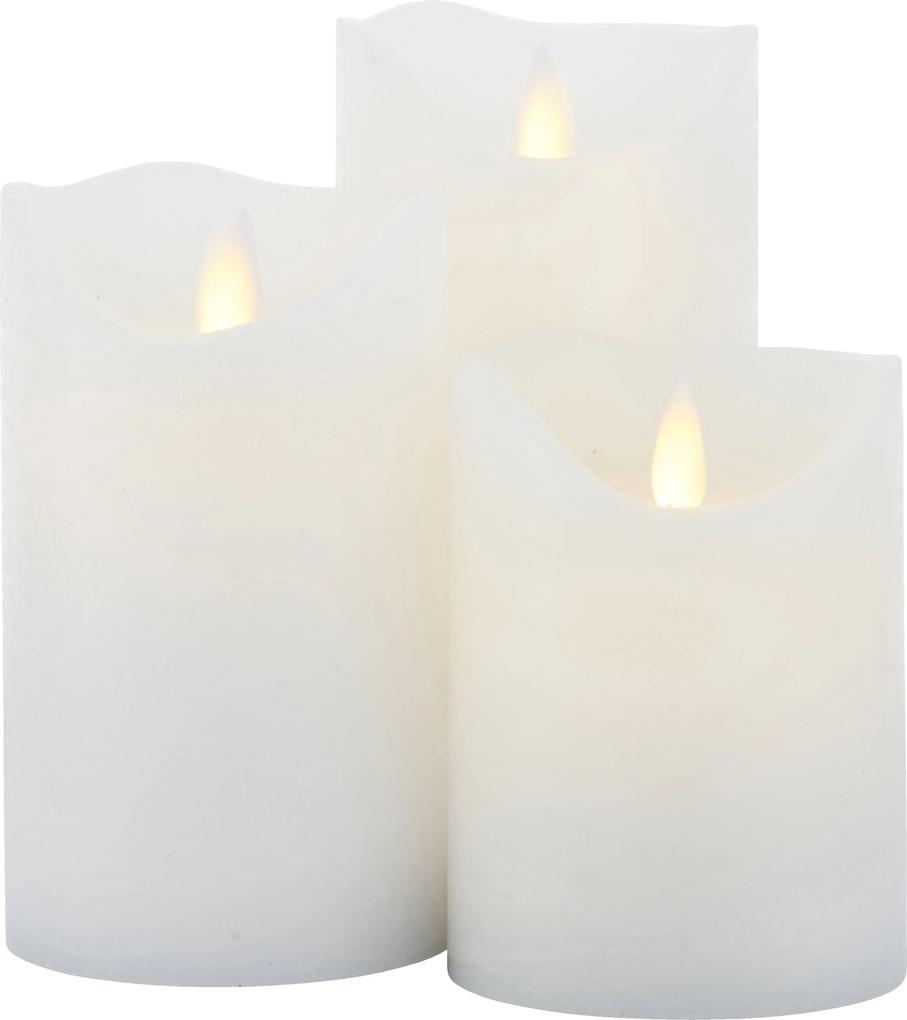 Sirius, Sada dobíjecích LED svíček Sara White, Ø7,5 x 10,5/12,5/15 cm| bílá
