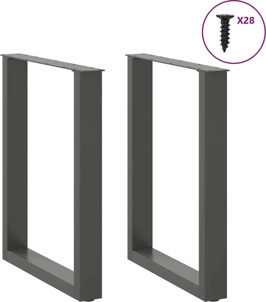 vidaXL Nohy k jídelnímu stolu ve tvaru U, 2 ks, ocel, 70 x (72-73) cm, ocel [4013185] Barva: Černá