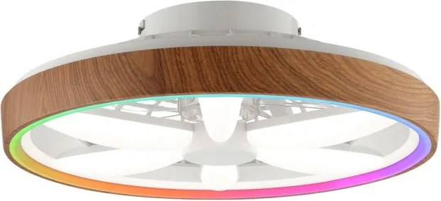 Brilliant G80935/76 Stmívatelné LED svítidlo GAIANO dekor DŘEVO, reverzní VENTILÁTOR LED RGB