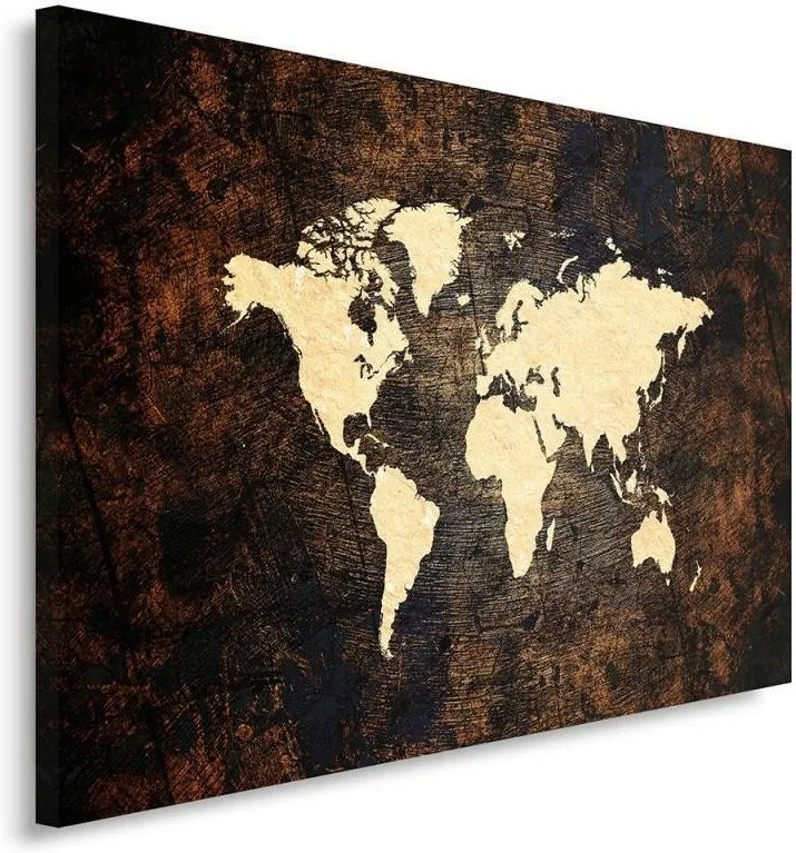 CARO Obraz na plátně - World Map On Boards 2 40x30 cm