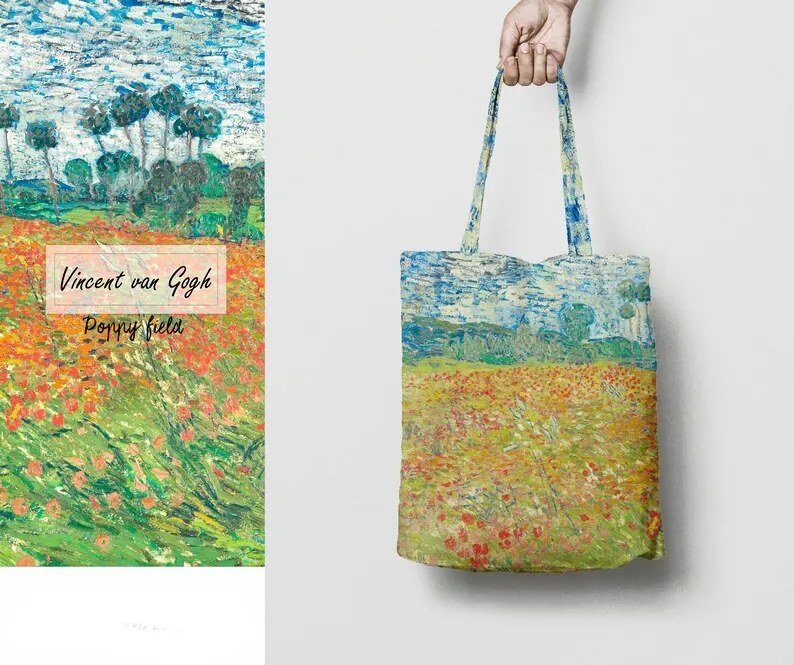 Lenbutik Taška 100% Len Vincent Van Gogh  Makové pole / Poppy field