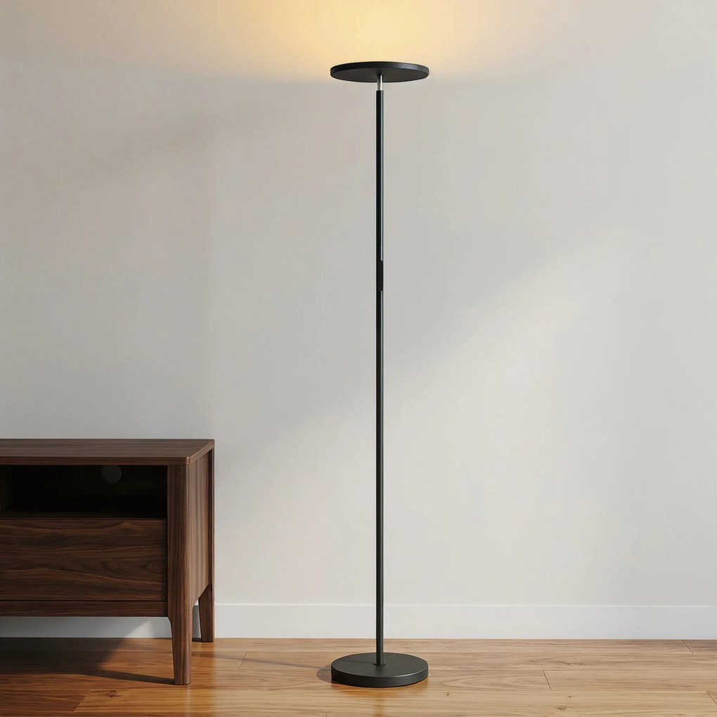 HOMCOM RGB lampička Uplighter, stmívatelná lampa s dálkovým ovládáním a dotykovým ovládáním, 350° otočná hlava, černá