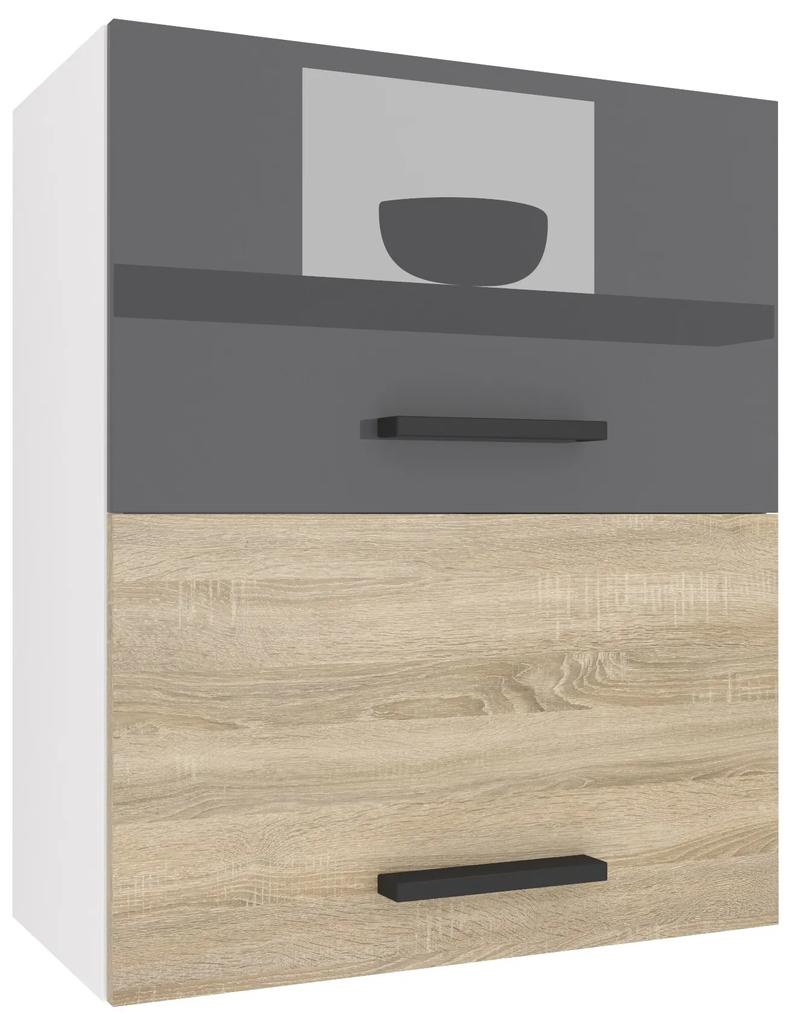 Kuchyňská skříňka Belini horní 60 cm šedý lesk / dub sonoma  INF SGP2-60/1/WT/SDS/0/B1