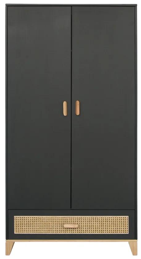 Théo Bébé Černá lakovaná šatní skříň Nami 175 x 90 cm
