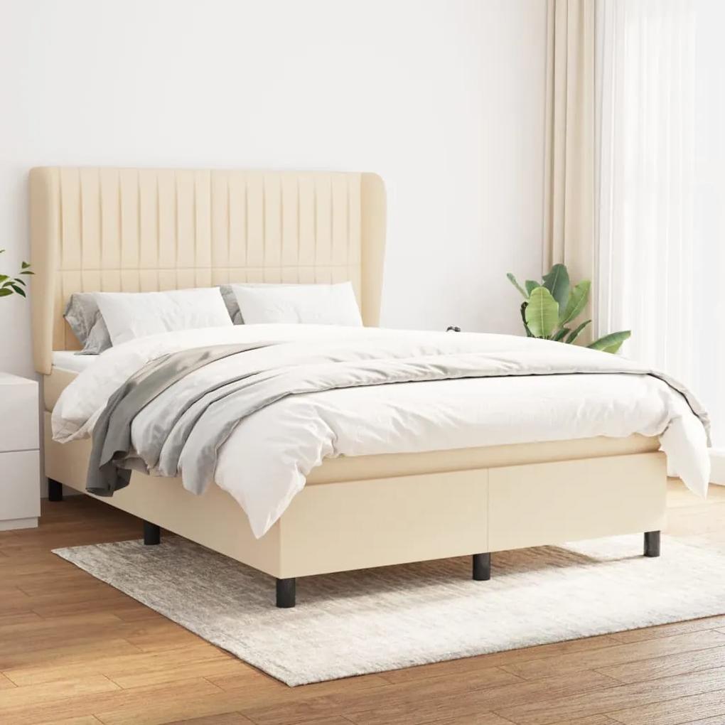 Box spring postel s matrací krémová 140x190 cm textil,  3128122