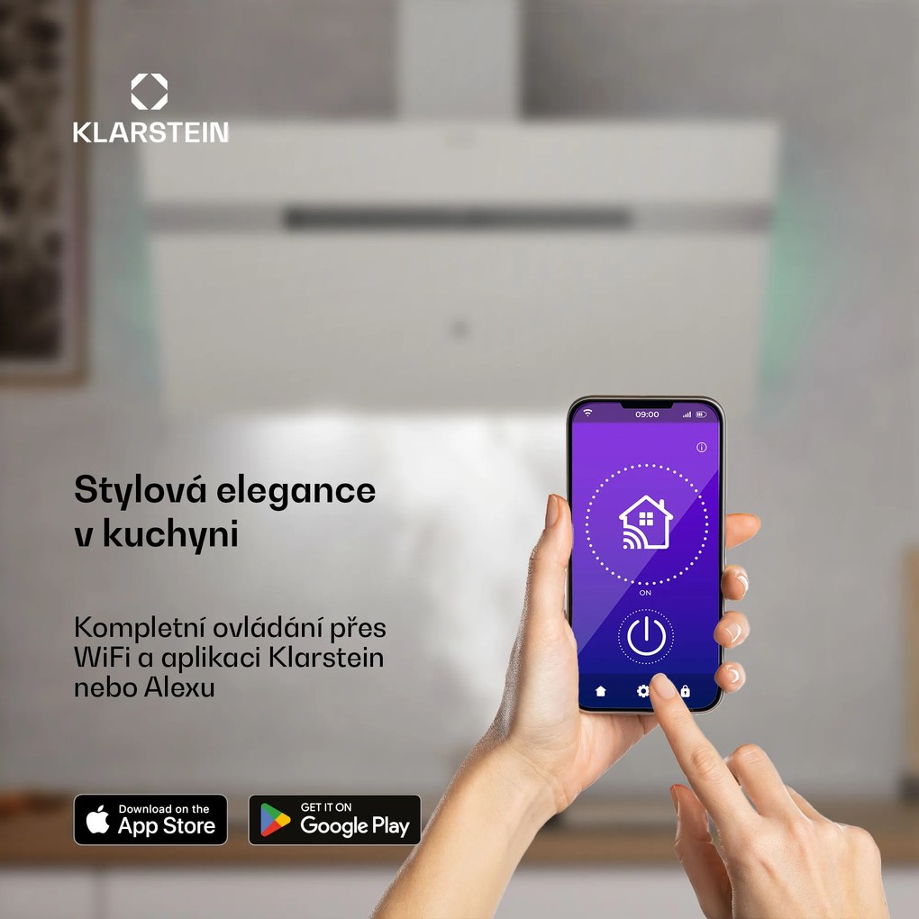 Klarstein Alina digestoř | 90 cm | Smart | 615 m³/h | Tichá | A+++