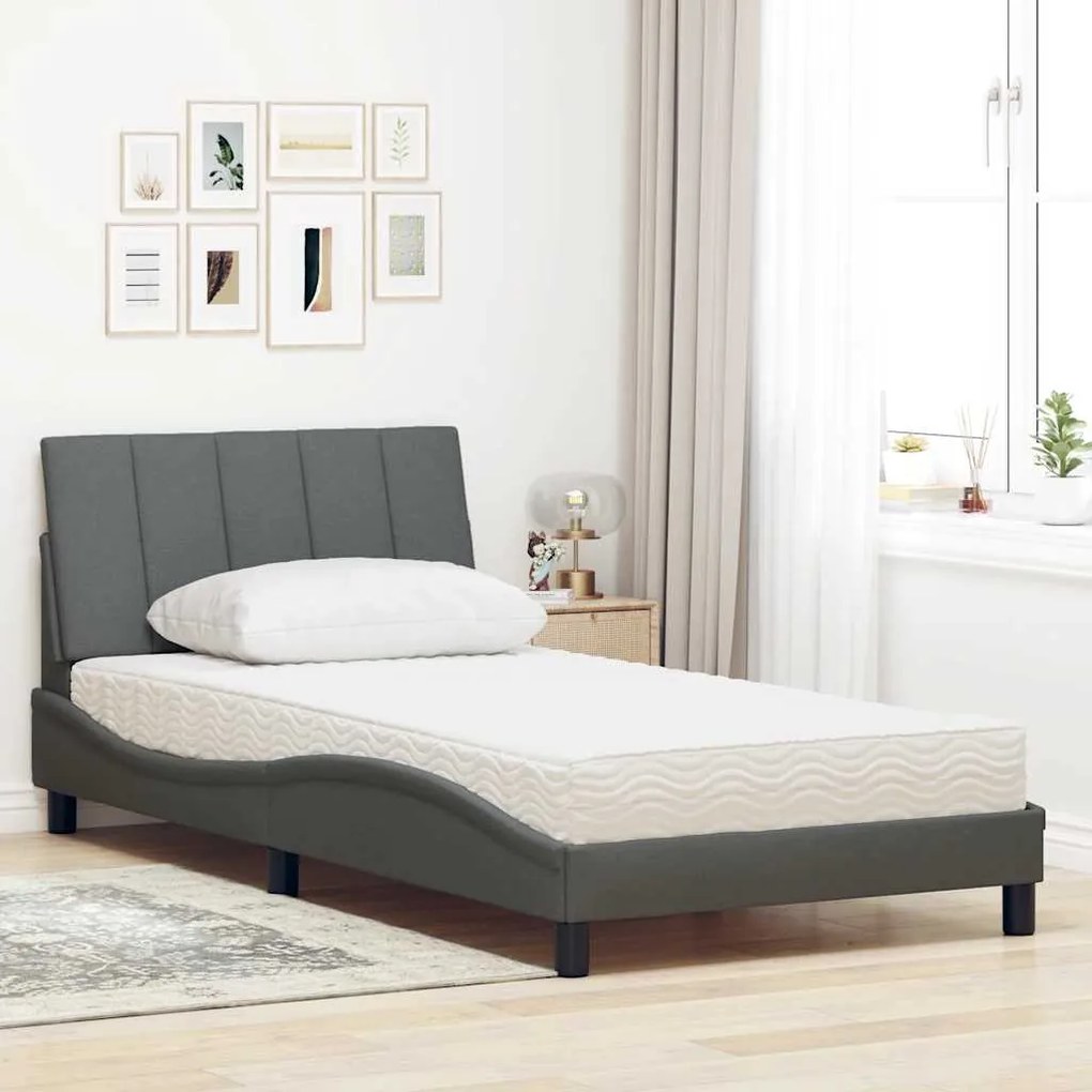 Postel s matrací Hanko tmavě šedá 100 x 200 cm textil 3310511