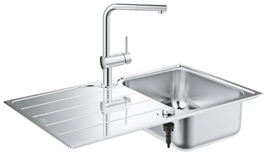 GROHE 31573SD1 -Sada kuchyň. dřezu K500 s odkapávačem a baterie A 86×50 cm nerez