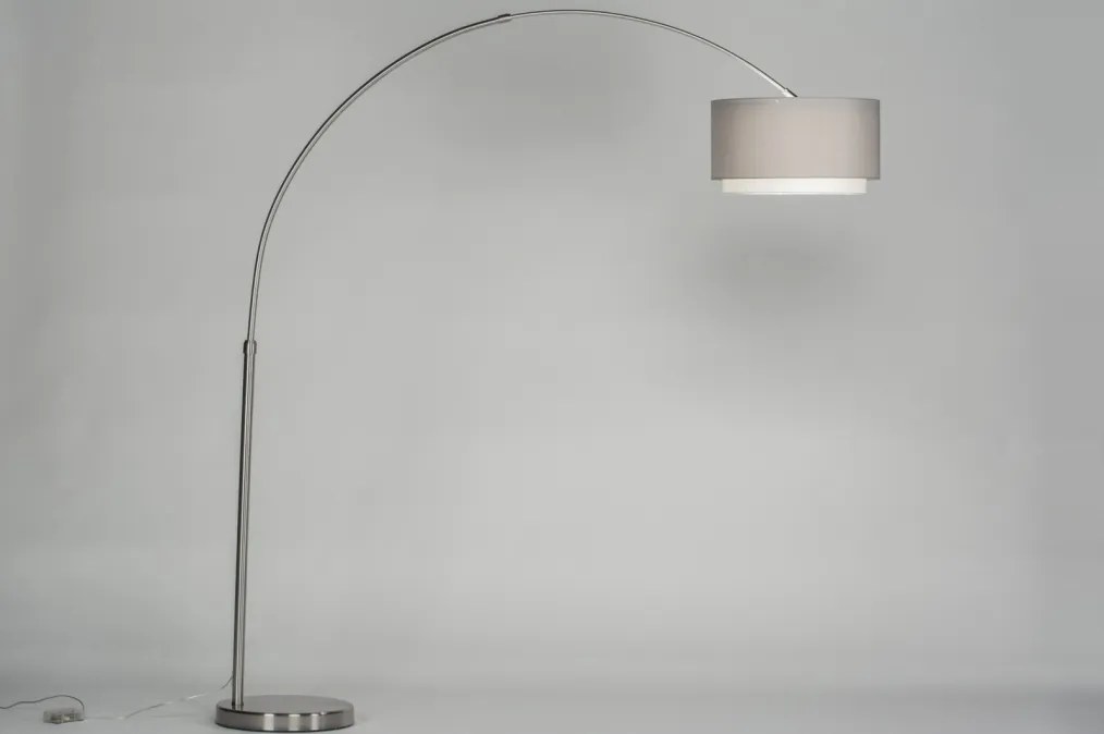 Stojací designová oblouková lampa Soffito Taupe Yersey